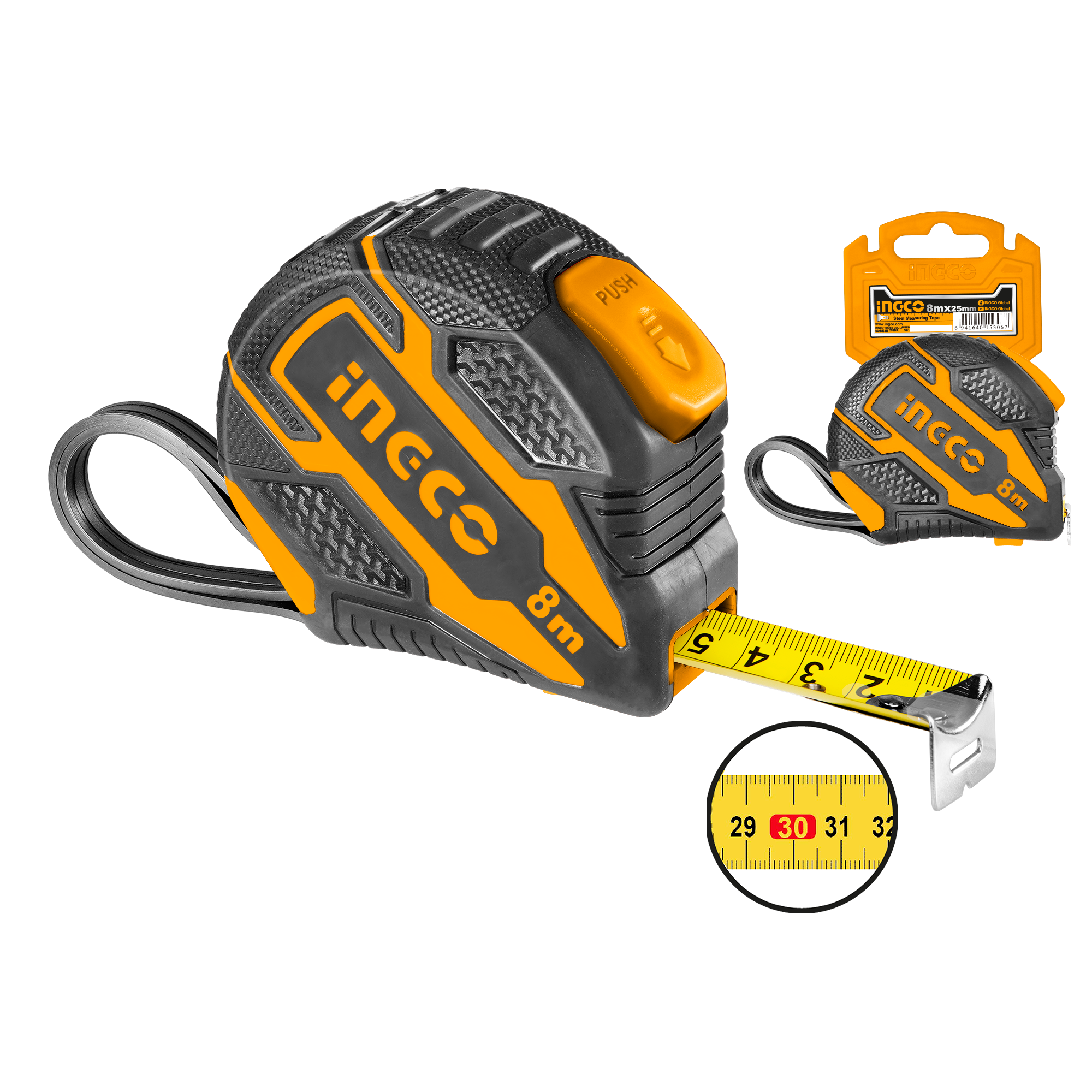 TRENA EMBORRACHADA COM BOTÃO DUPLO E COM AUTO-TRAVA INGCO 8m x 25mm